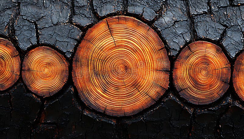 Charred Wood Backdrop, Tree Rings Stock Image - Image of lumber ...