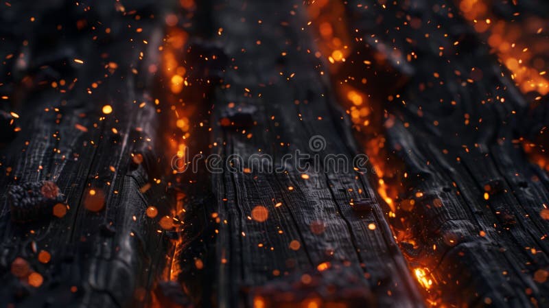 Charred Wood Beams Collapsing, Sending Sparks and Embers Flying Stock ...