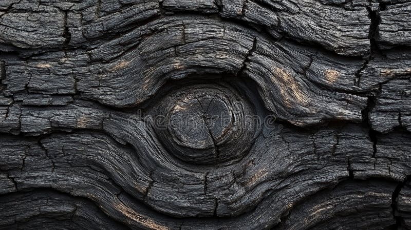 Charred Wood Knot Texture Close-up, Fire Damage Stock Illustration ...