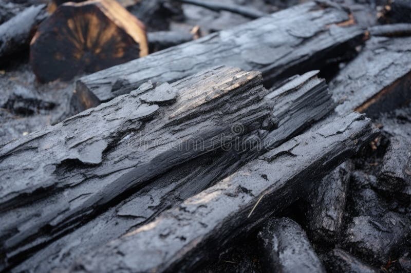 Charred Wood Pieces, Aftermath of a Forest Fire Stock Illustration ...