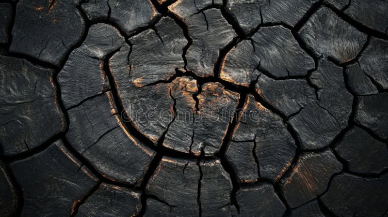 Charred Wood Reveals Deep Cracks and Texture Stock Illustration ...
