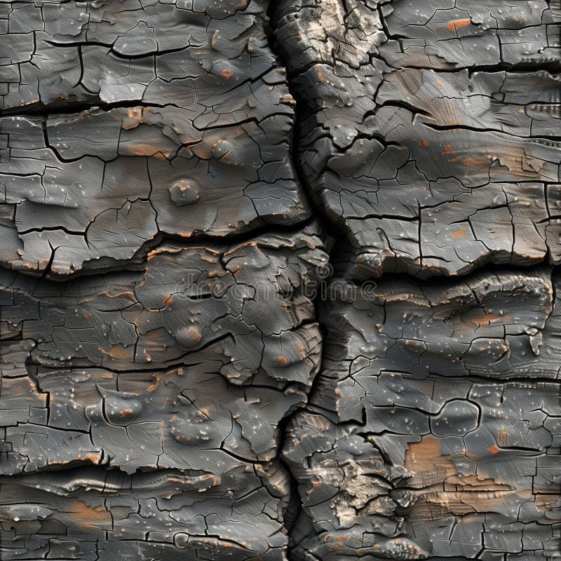 Charred Wood Texture with Deep Cracks and Burnt Surface Stock ...