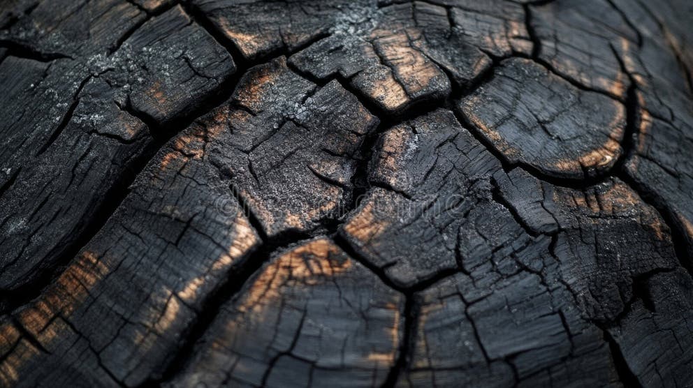 Charred Wood Texture with Deep Cracks and Grain Patterns Stock ...