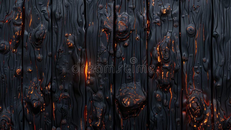 Charred Wood Texture Featuring Glowing Embers for a Dramatic Effect. Ai ...