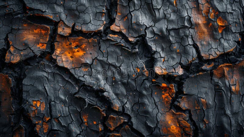 Charred Wood Texture with Orange Highlights Stock Image - Image of ...