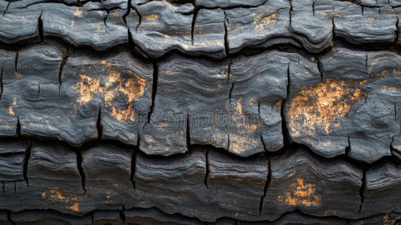 Charred Wood Texture Shows Deep Cracks and Layers Stock Illustration ...
