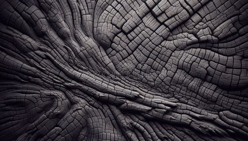 Charred Wood Texture with Unique Cracked Patterns Creating Organic Flow ...