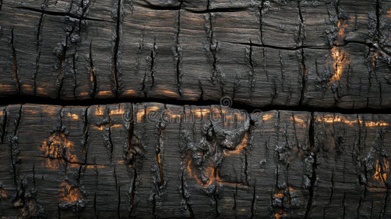 Charred Wood Texture with Visible Grain and Cracks Stock Illustration ...