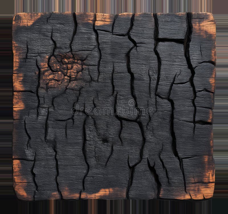 Charred Wooden Texture with Cracks and Burnt Edges, Abstract Background ...