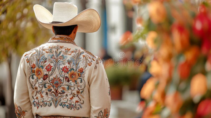 Charro Man Wearing Embroidered Jacket and Hat Stock Illustration ...