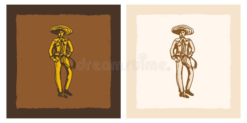 Charro - Mexican Cowboy with Lasso Sketch Stock Vector - Illustration ...