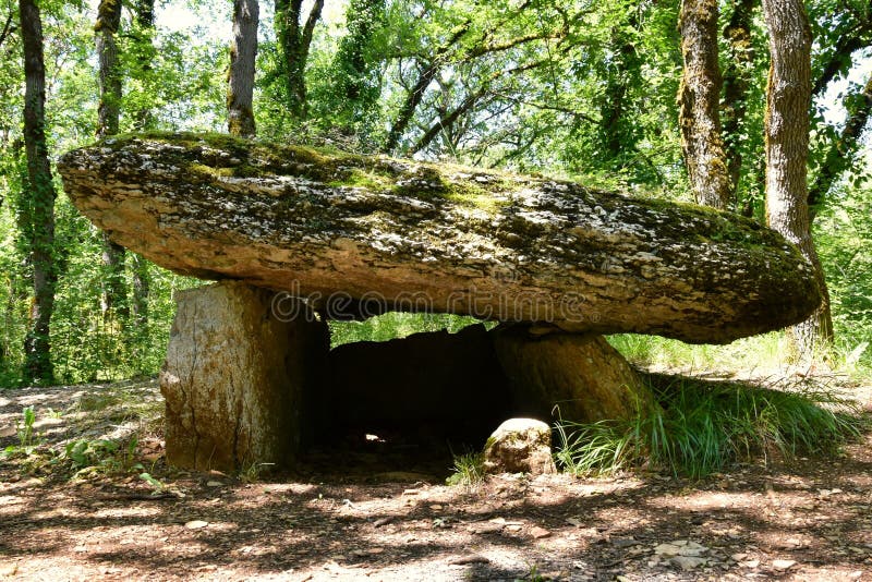 The Dolmen of Bois Del Rey Near the Village of Martiel in Aveyron Stock ...