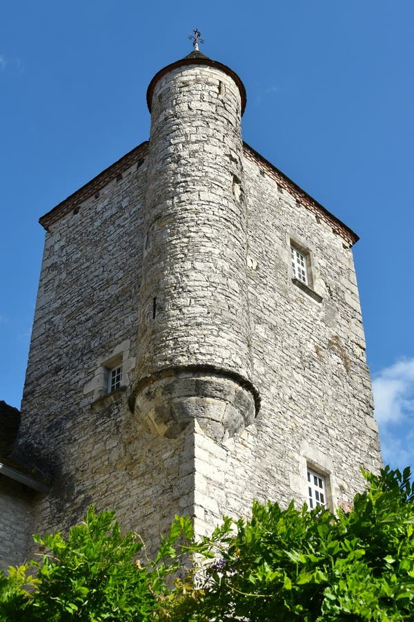 Fortified Medieval House with Turret in Martel in the Lot Stock Image ...