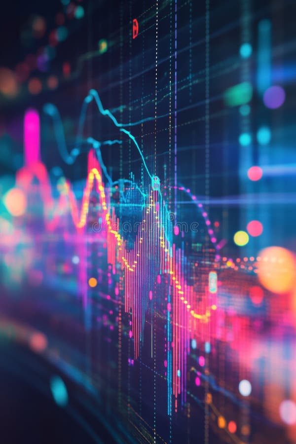 Chart Analysis Shows Data Trends with Vibrant Lights and Digital ...