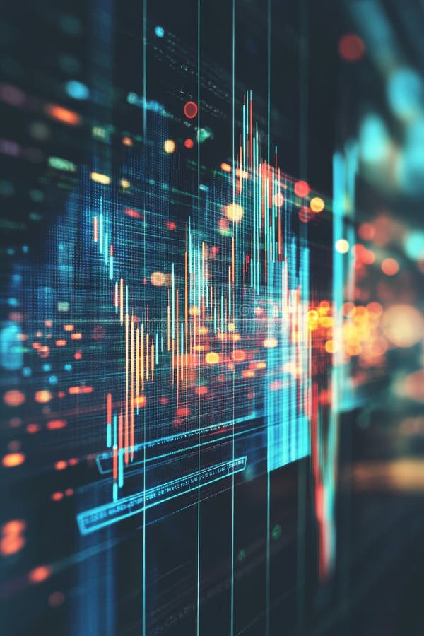 Chart Analysis Shows Data Trends with Vibrant Lights and Digital ...