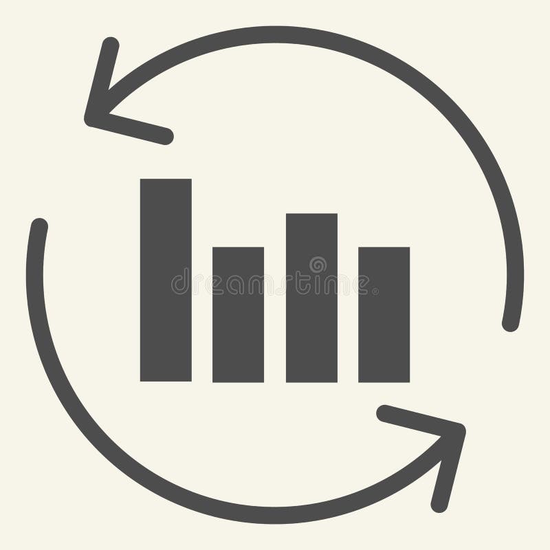 Chart with Arrows Line Icon. Graph with Circle Arrows Vector ...