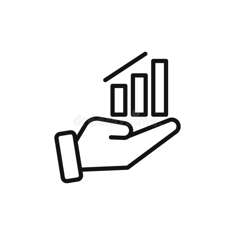 Chart Bar Finance and Hand Icon Symbol on White Background Stock Vector ...