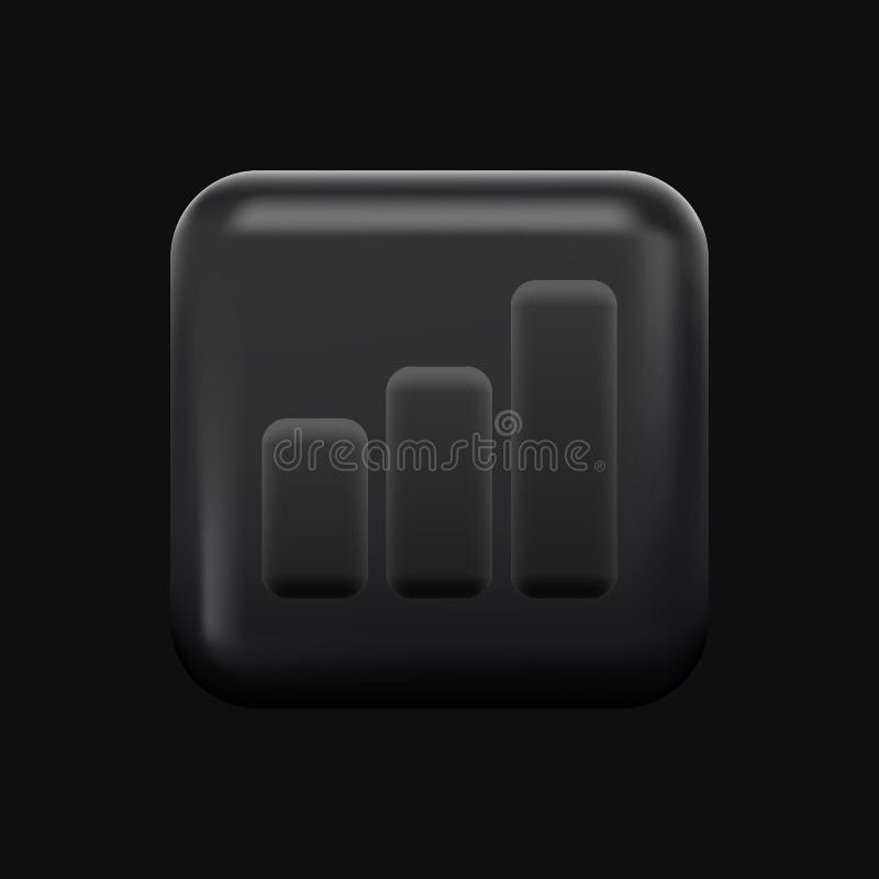 Chart Black 3D Icon. Isolated Graph Button Stock Vector - Illustration ...