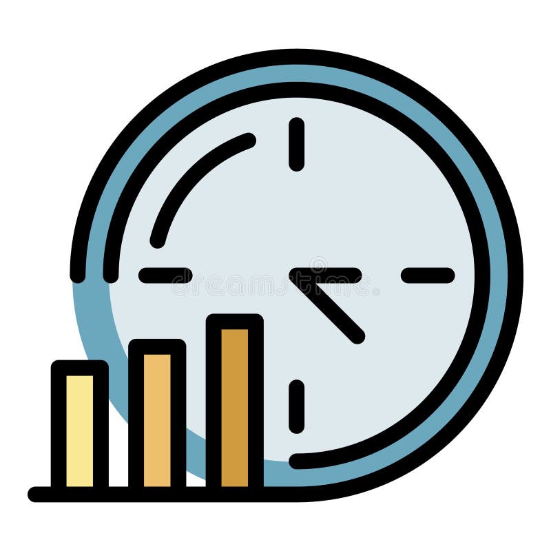 Chart and Clock Icon Color Outline Vector Stock Vector - Illustration ...