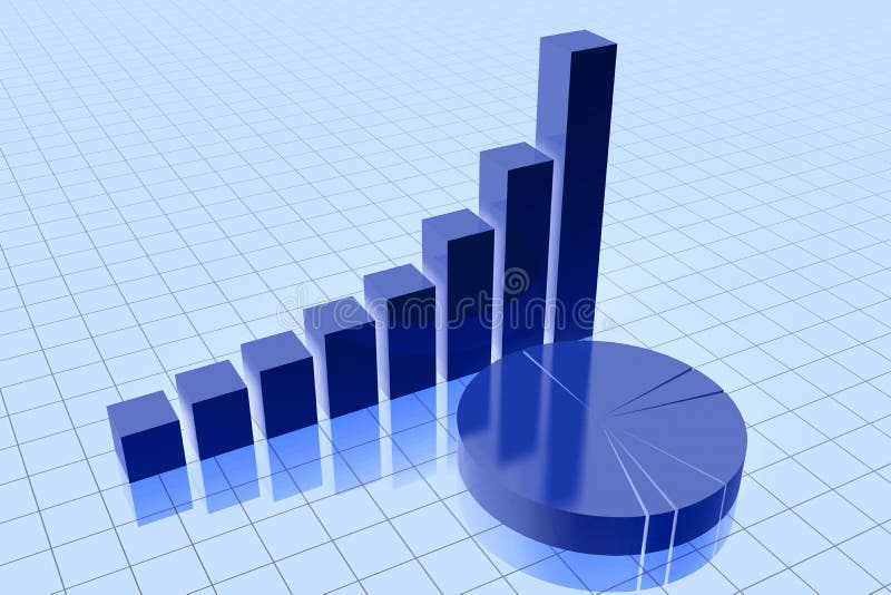 Blue Bar and Pie Charts - 3D Illustration Stock Illustration ...