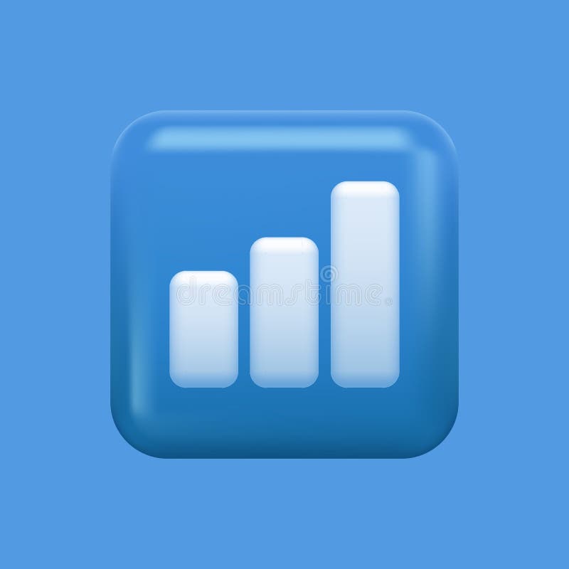 Chart 3D Icon. Blue Isolated Graph Button Stock Illustration ...