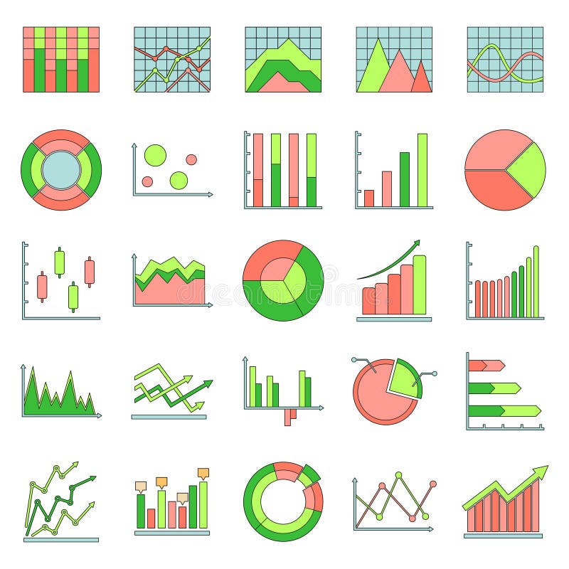 Chart Diagram Icon Set Vector Color Stock Illustration - Illustration ...