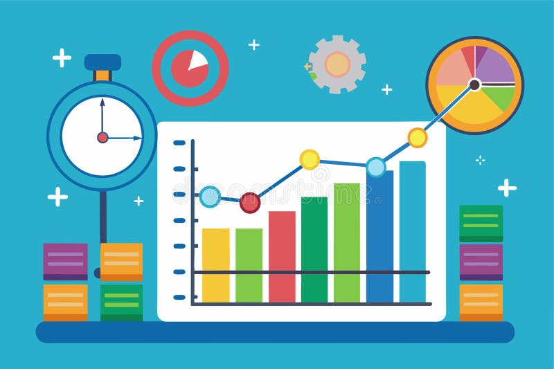 This Chart Displays Fluctuating Data Trends Over Time Using Vibrant ...