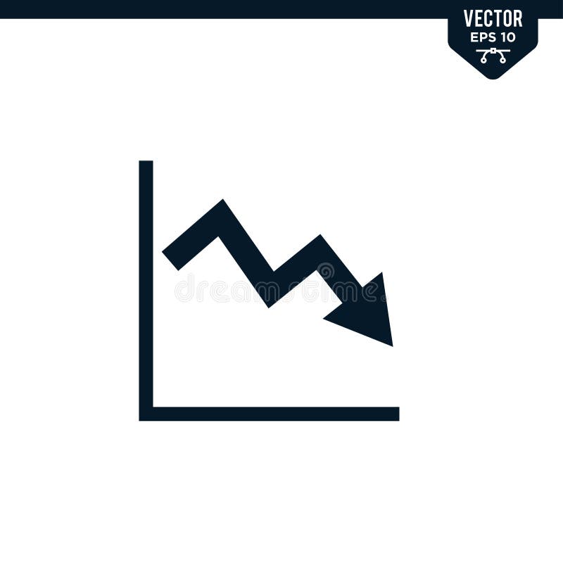 Chart with Down Arrow Icon Collection in Glyph Style Stock Vector ...