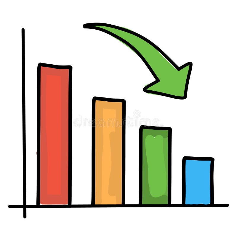 Chart down. Vector drawing stock illustration. Illustration of graph ...