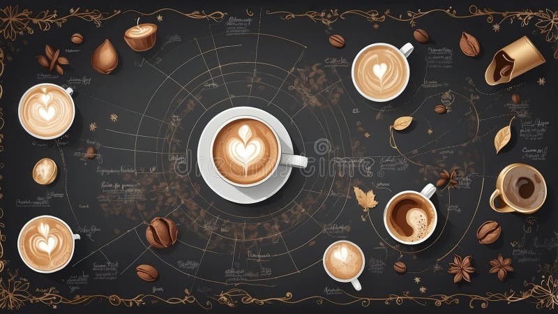 Coffee chart table stock illustration. Illustration of sizes - 349448654