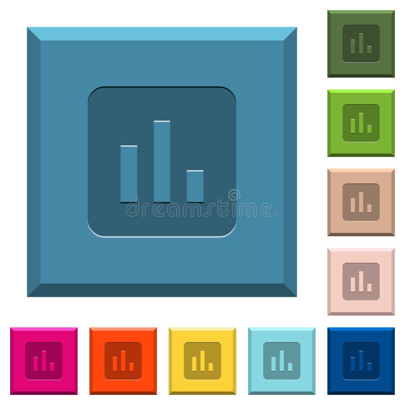 Chart Engraved Icons on Edged Square Buttons Stock Vector ...
