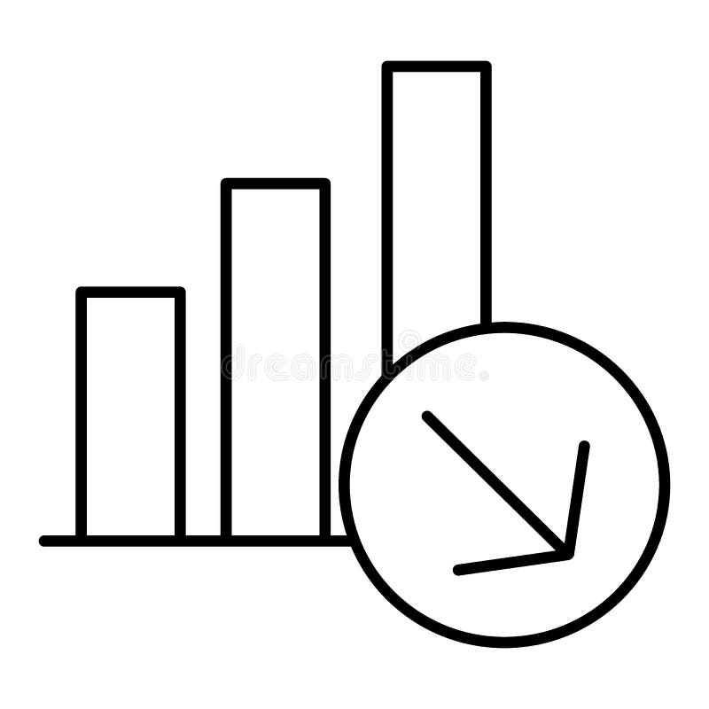 Chart Fall Icon, Line Design. Schedule with Columns Decreases, Vector ...