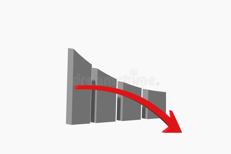 Chart of the Fall with a Red Down Arrow. Stock Illustration ...