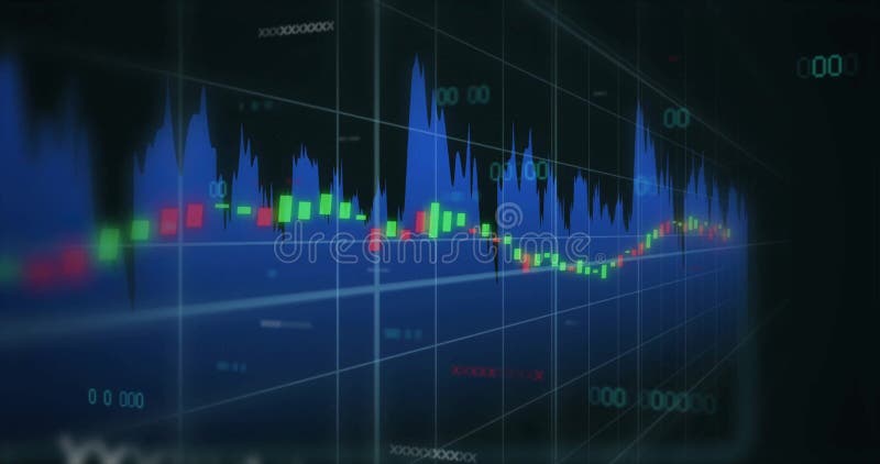 Chart Featuring Green and Red Candlesticks and Blue Histogram on 3D ...
