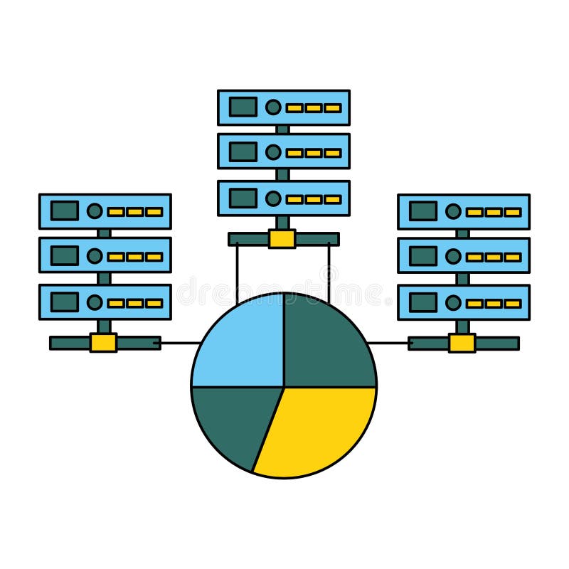 Chart Financial Database Center Connection Stock Vector - Illustration ...