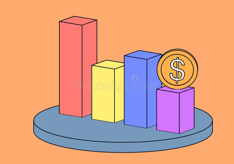 Chart of Financial Growth of Indicators in Cartoon Style Stock ...