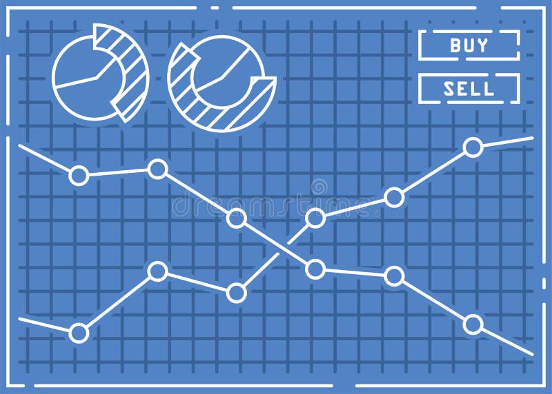 Chart with Forex or Stock Data Graphic in Thin Line Style. Stock Vector ...