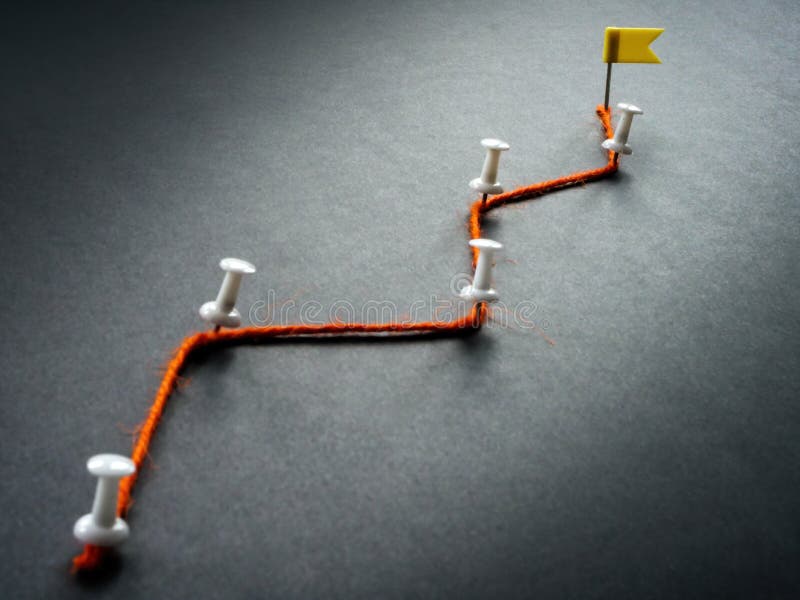 A Chart in the Form of a Thread and Pins. Business Growth Concept ...