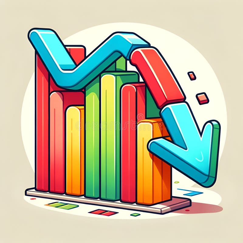 A chart going down stock illustration. Illustration of economy - 303484415