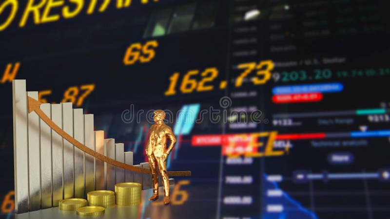 The Chart and Gold Coins for Business Concept 3d Rendering Stock ...