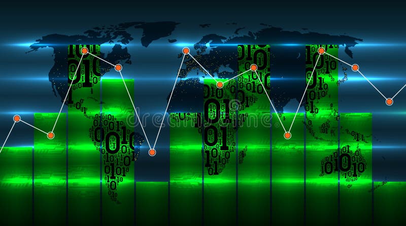 World Map with Diagram Chart and Graph, on Background of Future Digital Global Technologies. Map ...