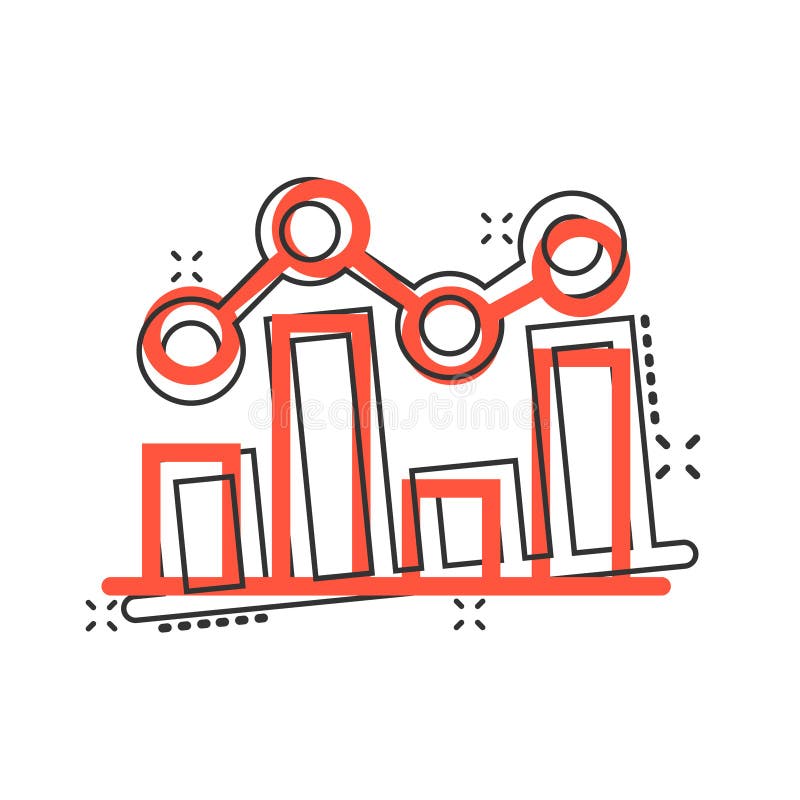 Chart Graph Icon in Comic Style. Arrow Grow Cartoon Vector Illustration ...