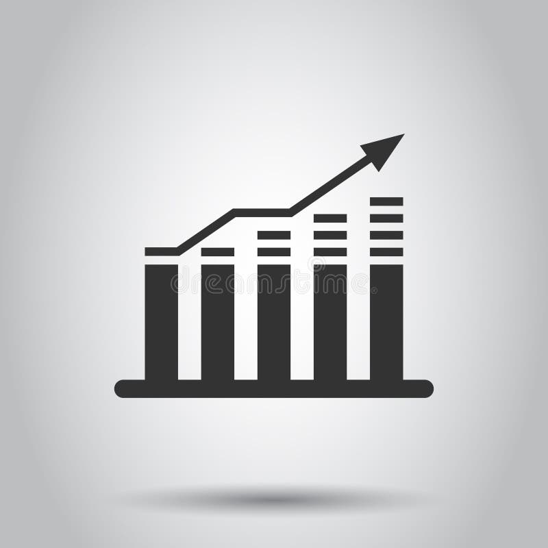 Chart Graph Icon in Flat Style. Arrow Grow Vector Illustration on White ...