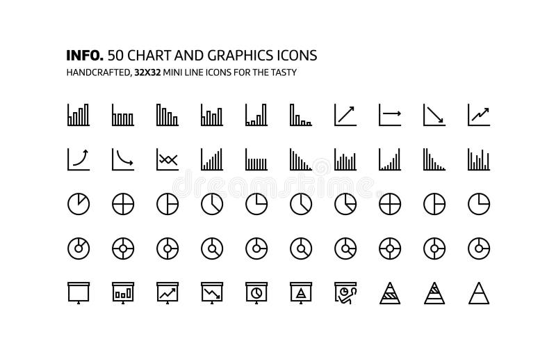 Chart and Graphics Mini Line, Illustrations, Icons Stock Vector ...