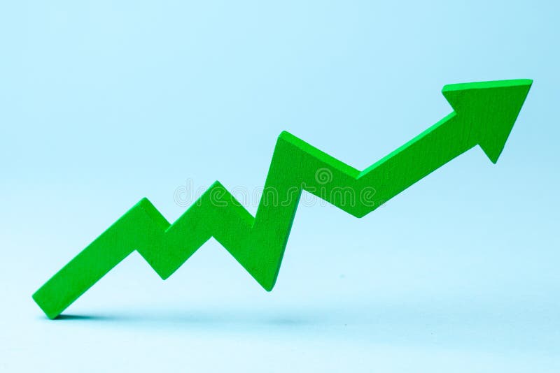 Chart with Green Up Arrow Isolated on White Background. Growth in ...
