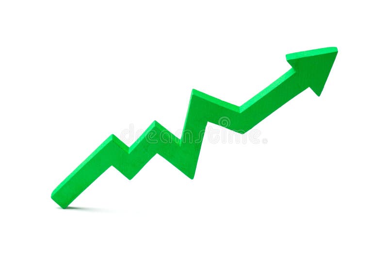 Chart with Green Up Arrow Isolated on White Background. Growth in ...
