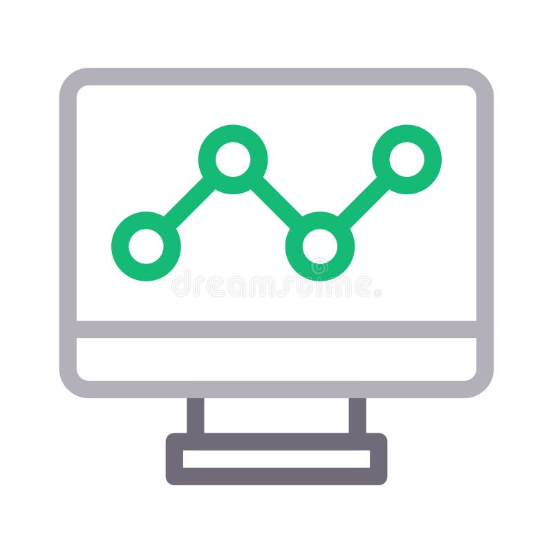 Monitor Chart Vector Line Icon Stock Vector - Illustration of flat ...