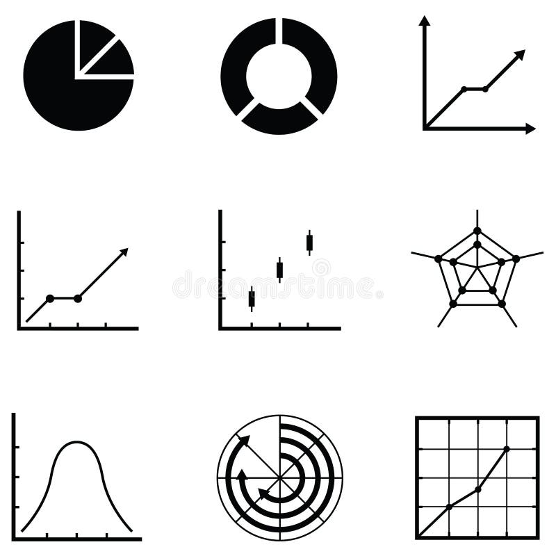 Chart icon set stock vector. Illustration of data, statistics - 102675349