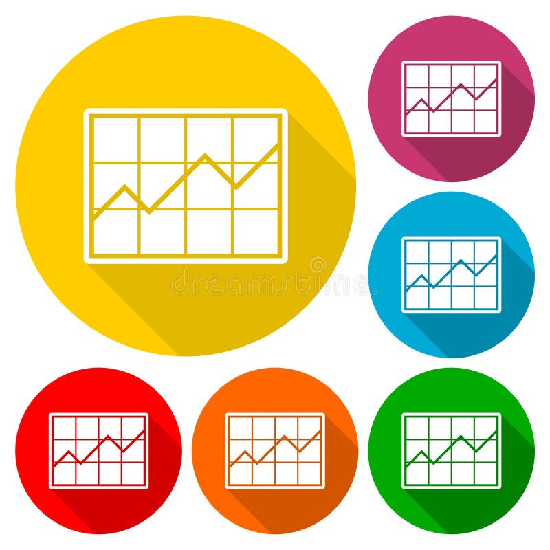 Chart Icon Sign Icons Set with Long Shadow Stock Vector - Illustration ...