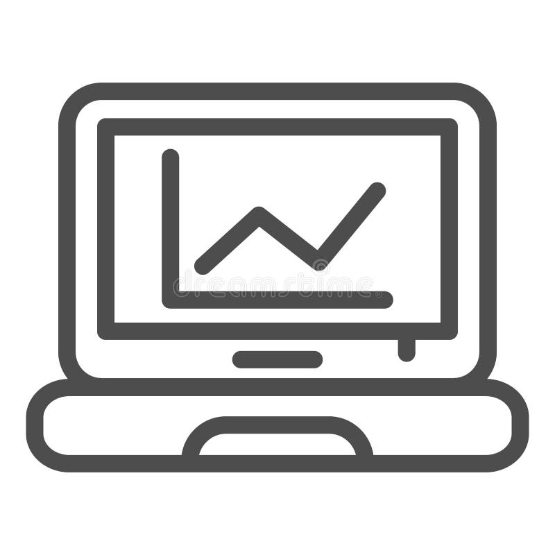 Chart on Laptop Line Icon. Computer Diagram Vector Illustration ...